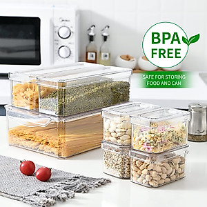 AionneWie 7-Piece Stackable Fridge Organizer Set - Clear Containers with Lids, Perfect for Organizing Vegetables, Fruits, Food, and Drinks