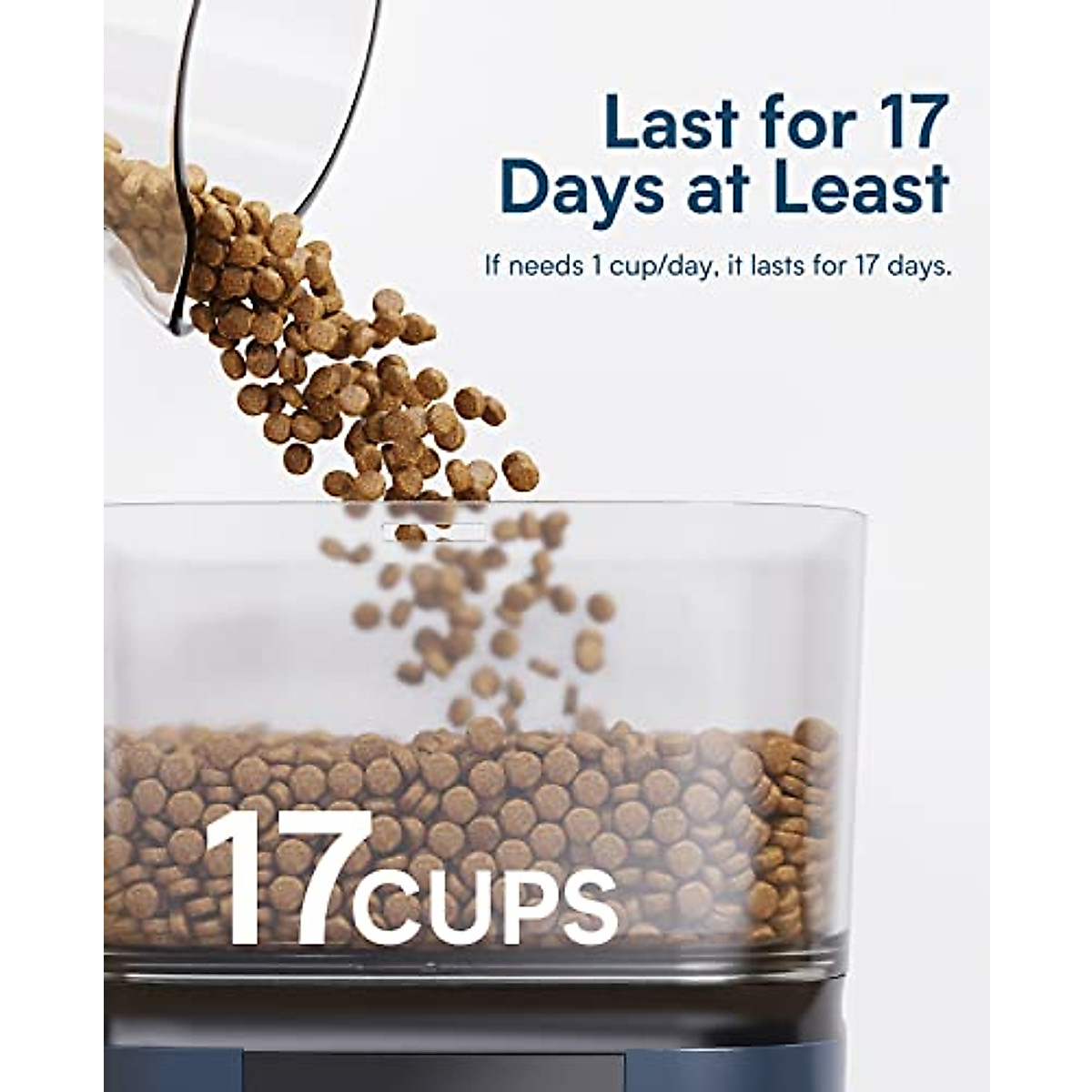 oneisall Automatic Cat Feeders, 17 Cup Timed Dry Food Dispenser for Cats Dogs Pets with Programmable Portion Control, Up to 50 Portions, 6 Meals per Day, Voice Recorder