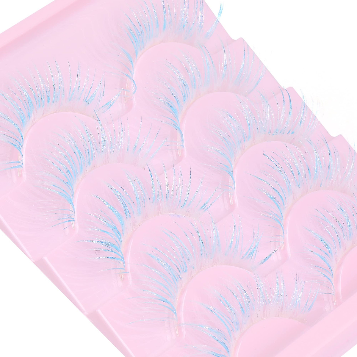 Ruairie White Eyelashes with Laser Silver Colored Lashes False Eyelashes Fluffy Wispy Fake Eyelashes Pack Natural Cat Eye Cosplay False Lashes