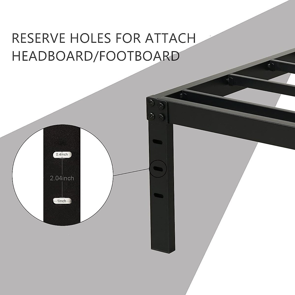 Wulanos Full Size Bed Frame 18 inch Tall, 3500lbs Heavy Duty Metal Platform with Steel Slats Support, No Box Spring Needed, 18-inch Bedframe with Ample Storage, Sturdy and Noise-Free, Black