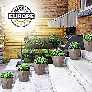 Mueller Austria Plant and Flower Pot 6/1 Set, Heavy Duty 6 Inch European Made Stylish Indoor/Outdoor Decorative Planter, for All House Plants, Flowers, Herbs, Mocha