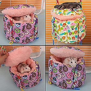 Jevnd Rat Hanging Bed, Sugar Glider Cage Accessories, Guinea Pig Warm Sleeping Nest Bed, Small Animals Cage Hammock for Squirrel, Hamster, Parrot