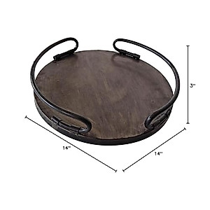 Foreside Home & Garden Metal 14 x 14 inch Round Decorative Tray, Small