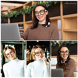 AMOMOMA Oversized Cat Eye Reading Glasses for Women, 1.0 Blue Light Big Frame Spring Hinge Readers AM6087C1+C2+C3