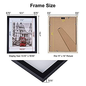 11x14 Picture Frame Set of 6, Display 8x10 Pictures with Mat or 11x14 without Mat for Tabletop Display and Wall Hanging, Classic Simple Photo Frames for Wall Gallery Home Office Decor, Black