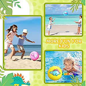 Sratte 15 Pcs 9 Inch Balls for Toddlers 1-3 Cute Dinosaur Inflatable Bouncy Beach Balls for Kids with Pump for Indoor Outdoor Beach Playground Backyard Pool Games