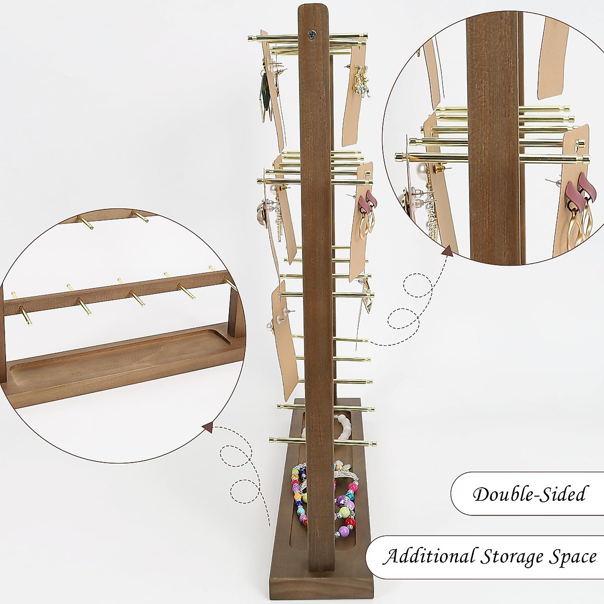 ZYP Earring Display Stand, Wood Organizer for Retail Store, Portable Table Displays for Jewelry Storage, Ideal for Home or Business