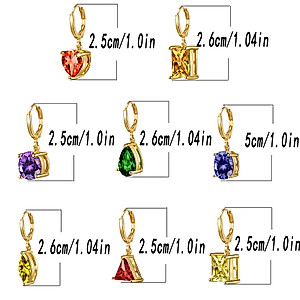 10 Pairs Gold Dangle Earrings for Women - Small Hoop Earrings with Charm - Gold Leverback Earrings for women - Cubic Zirconia Earrings Pack for -s -Earings Set- Cute Earrings for Women