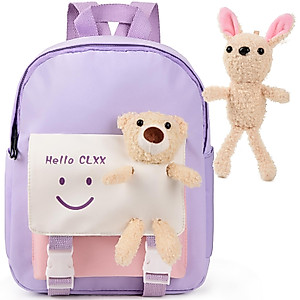 LMDO Kindergartens, Cute Mini of Preschool Kids Backpack With Detachable Animal Of Bunny And Bear For Girls