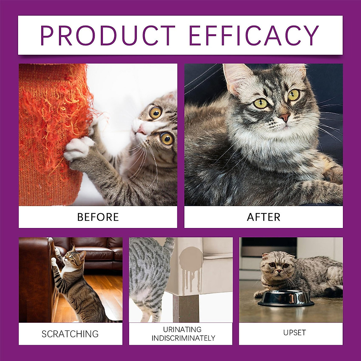 Cat Deterrent Spray, Cat Scratch Spray,Cat Deterrent Spray for Furniture, Reduces Scratching Furniture, Peeing, Helps Marking Anxiety
