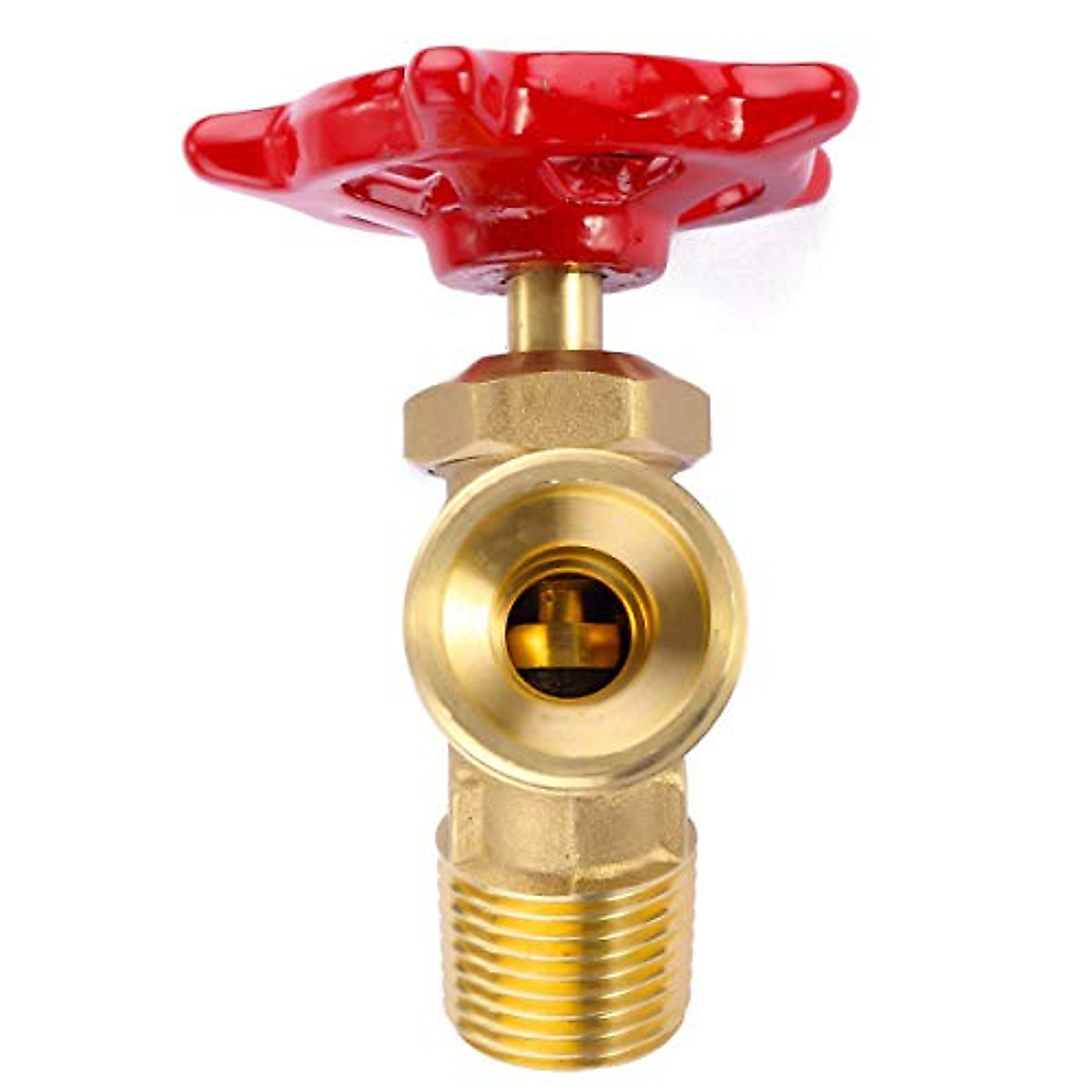 LitOrange Solid Brass Backyard 65 Degree Elbow Stop Valve Hose Bibb Solder NPT 1/2" Male Thread to MHT 3/4" Inch Male Threaded Garden Hose Connector Adapter Water Shut-Off Valve Faucet