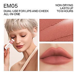 INTO YOU Matte Lipstick Lip Mud, Waterproof Long Lasting Smudge Proof Velvet Lip Stains, Multi-Purpose for Lip and Cheek, Non-Stick Cup Not Fade Lip Gloss Makeup Cosmetics Official Directly (EM05)