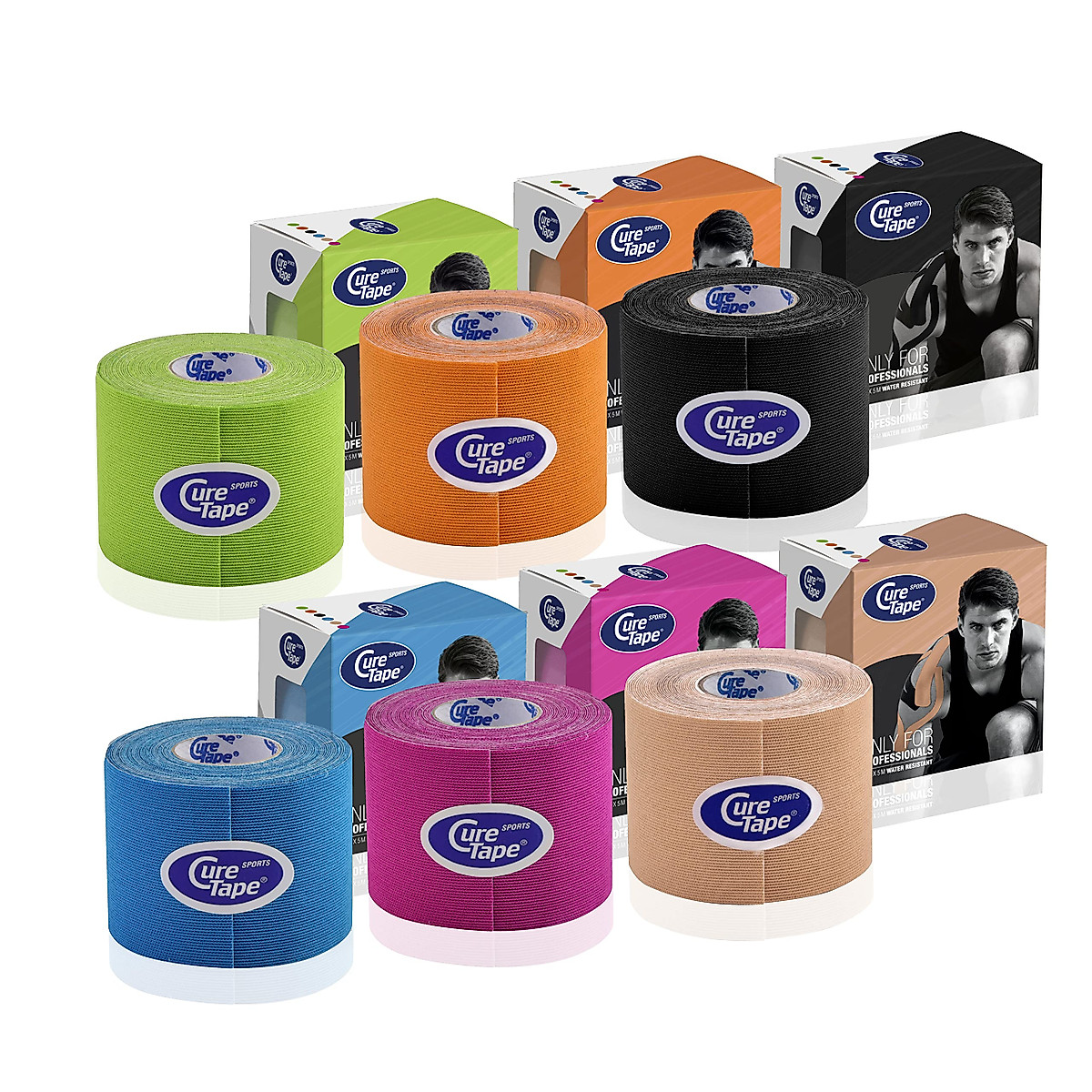 CureTape® Sports Kinesiology Tape Orange | 30% Stronger Adhesion | K-Tape for Extreme Conditions | Quick Dry Viscose | Waterproof Muscle Tape | for Increased Athletic Performance & Faster Recovery