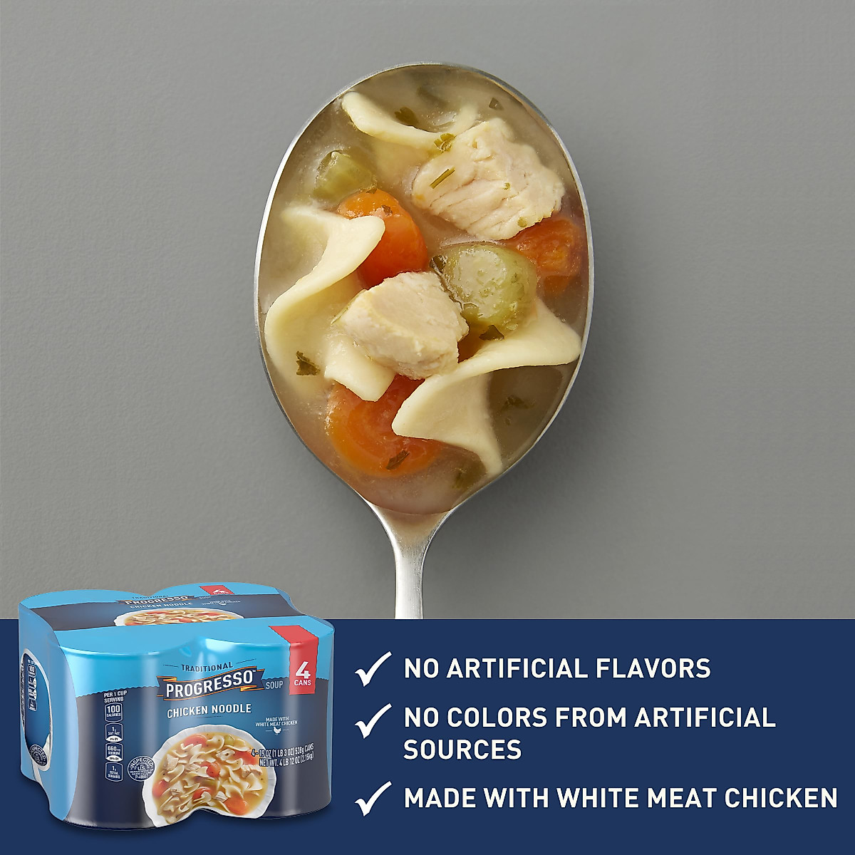 Progresso Traditional, Chicken Noodle Soup, Ready To Serve, 19 oz., 4 Pack
