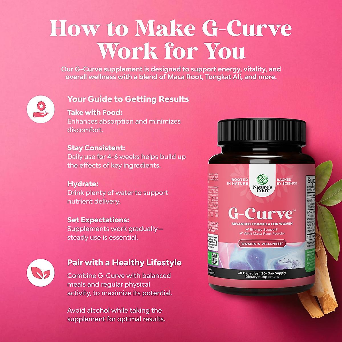 Natures Craft G-Curve Butt and Breast Enhancement Pills - Herbal Enhancer May Support Body Sculpting Curves with Saw Palmetto Extract Horny Goat Weed for Women *Results Vary 60 Count