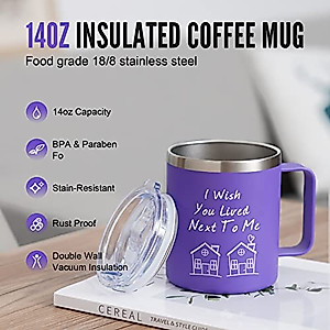 NOWWISH I Wish You Lived Next Door Mug - Birthday Gifts for Women Friendship, Best friend, Long Distance, Female, BFF - Purple