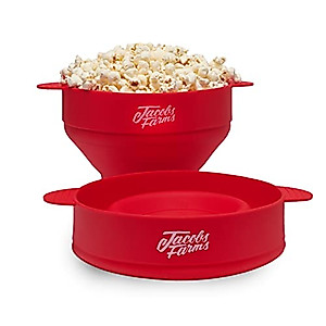Large Silicone Microwave Popcorn Popper with Collapsible Bowl & Lid [Popcorn & Bags Included] Jacobs Farms Popcorn