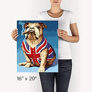 Kealux Paint by Numbers Animals Kits 40cm x 50cm Canvas, DIY Acrylic Painting for Adults and Kids with Paints, Brushes Dog Without Frame