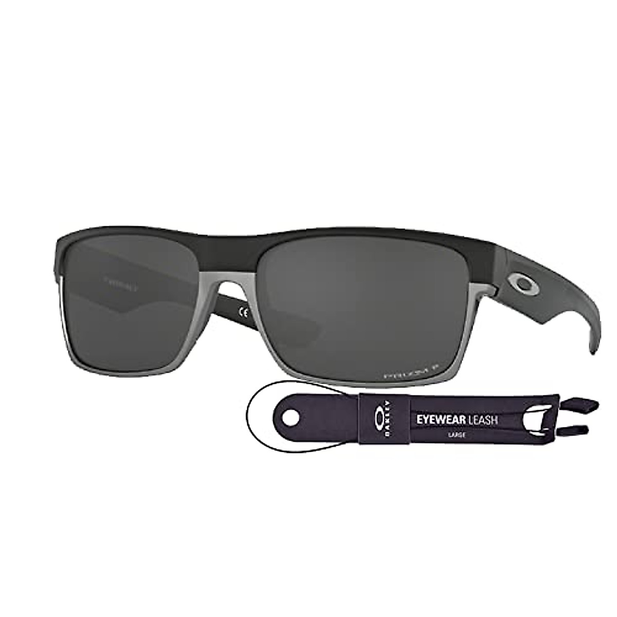 Oakley Twoface OO9189 918938 60M Matte Black/Prizm Black Polarized Square Sunglasses For Men+BUNDLE Accessory Leash Kit + BUNDLE with Designer iWear Eyewear Kit
