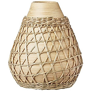 Creative Co-Op Bamboo Seagrass Weave Vase, Beige