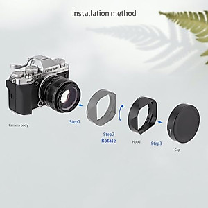 Haoge LH-X53B Square Metal Lens Hood Shade with Metal Cap for Fujifilm Fuji Fujinon XF 35mm F1.4 R / XF35mmF1.4 R Lens on Camera X-H1 XS-10 X-Pro3 X-T4 X-T3 X-T2 X-T30 X-T20