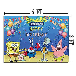 Cute Cartoon Photo Background for Children Happy Birthday Party Banner Decoration Photo Booth Studio Props Baby Shower Cake Table Photography Backdrops 5x3ft