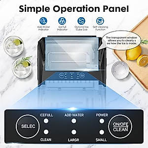 Sweetcrispy Countertop Ice Maker, Portable Ice Machine Self-Cleaning, 9 Cubes in 6 Mins, 26 lbs/24Hrs, 2 Sizes of Bullet Ice for Home Party Office