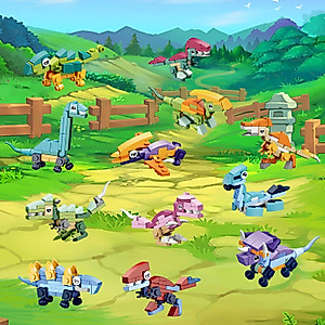 WINGIFT 12 in 1 Pre Filled Dinosaur Building Block Set-12 Pcs Mini Building Blocks Toys, STEM Building Blocks Toys, Classroom Prize Toys, Party Favor for Kids,Birthday,Goodie Bags,Carnival Prizes