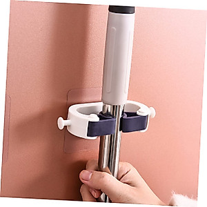 BUTIFULSIC 2pcs Mop Hanger Broom Holder Wall Mount Clothing Mounted Mop Holder Broom Mop Wall Hooks Wall Mounted Clothing Rack Broom Wall Holder Wall Mounted Clothes Rack Mops White