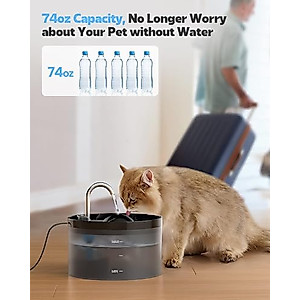 UIOOQ Cat Water Fountain, Pet Waterer Fountain with Ultra Silent Pump, Activated Carbon Filter Keep Water Fresh, 2.2L Capacity, Faucet Design, Anti Sputtering, Suit for All Kinds of Cat