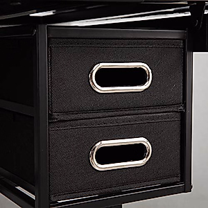 soges Glass Drafting Table, Mobile Drawing Desk with Tilted Tabletop, Art Table with 2 Storage Drawers, Painting Desk for Reading Writing Drawing, Black