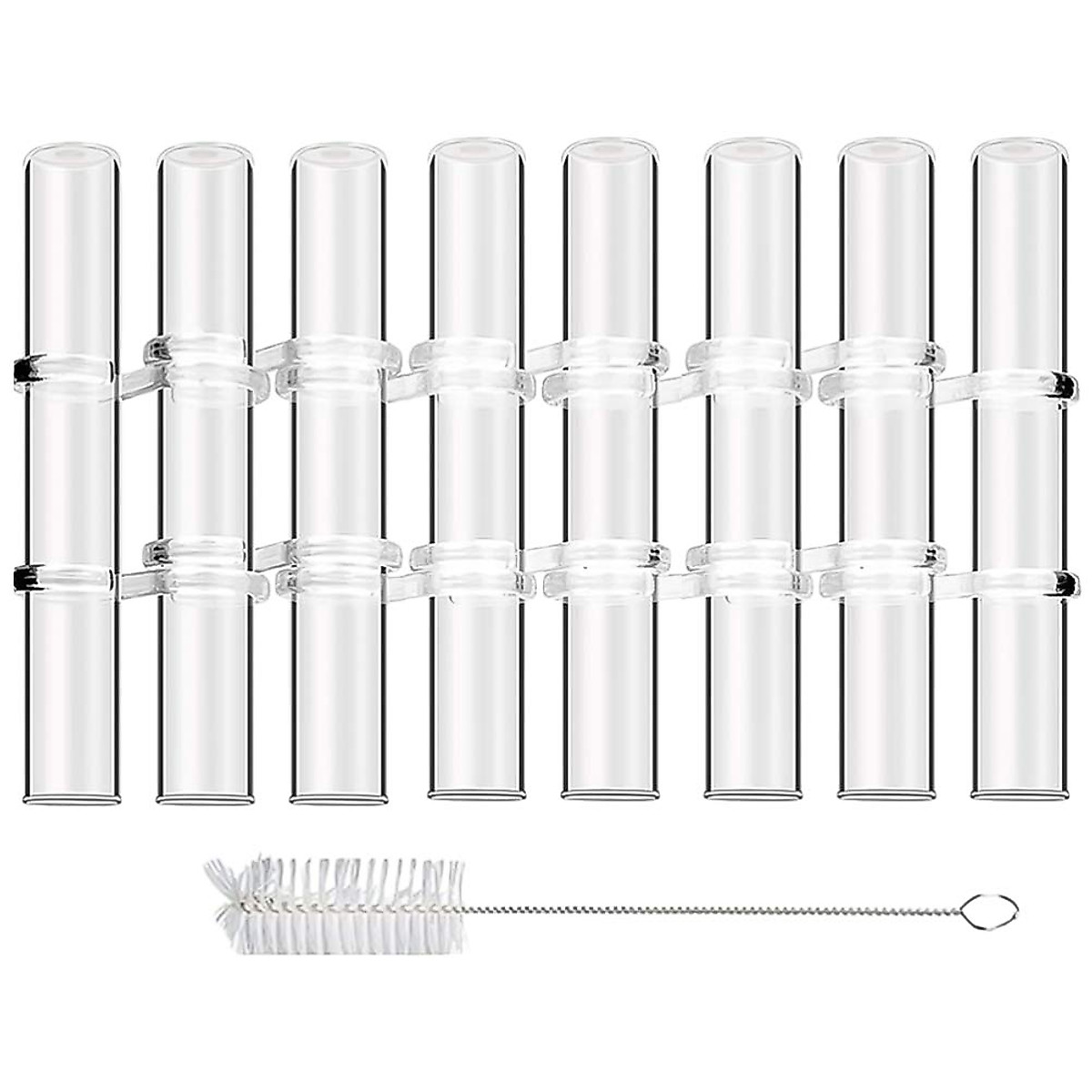 DOITOOL 8Pcs Test Tube Vase Decorative Glass Vase Hinged Bud Test Tubes Vases Planter Arranging Container Hydroponic Holder Decor with Hooks and Brushes 18cm