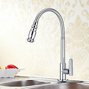 Bathtub Faucet Single Handle Kitchen Sink Faucet Pull Down Arbitrary Rotating Lavatory Cold Water Tap Chrome