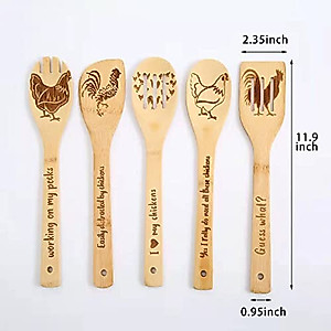 Rooster Wooden Spoons for Cooking, Chicken Kitchen Decor Pioneer Woman Kitchen Accessories, Rooster Decor for Kitchen farmhouse Wedding Mother's Day Decorations - Funny Chicken Gifts