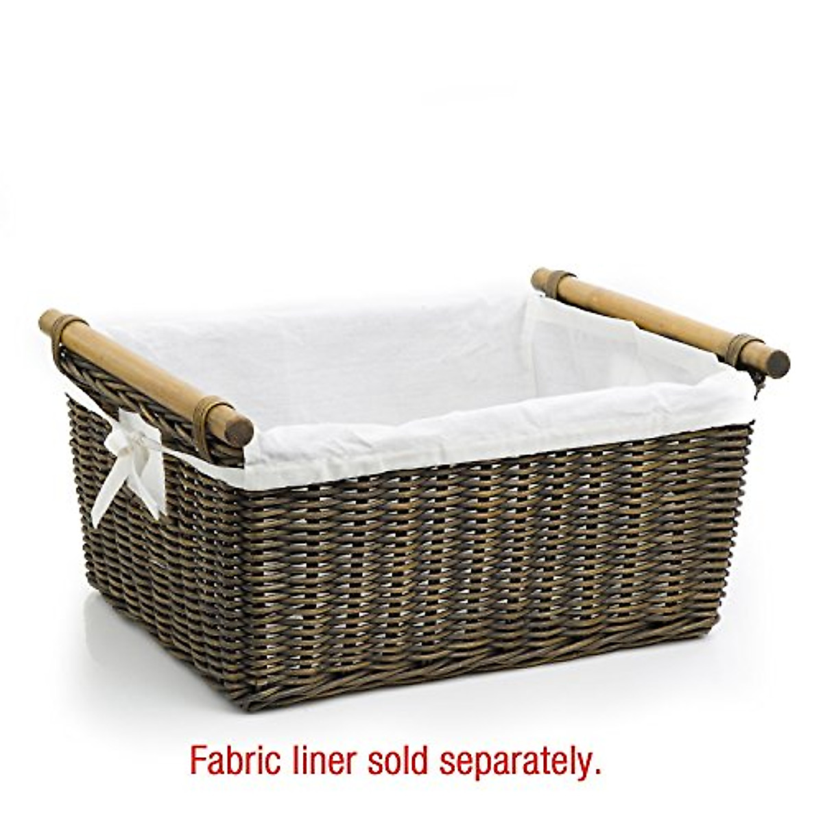 The Basket Lady Pole Handle Wicker Storage Basket, Extra Large, 20 in L x 16 in W x 10 in H, Antique Walnut Brown