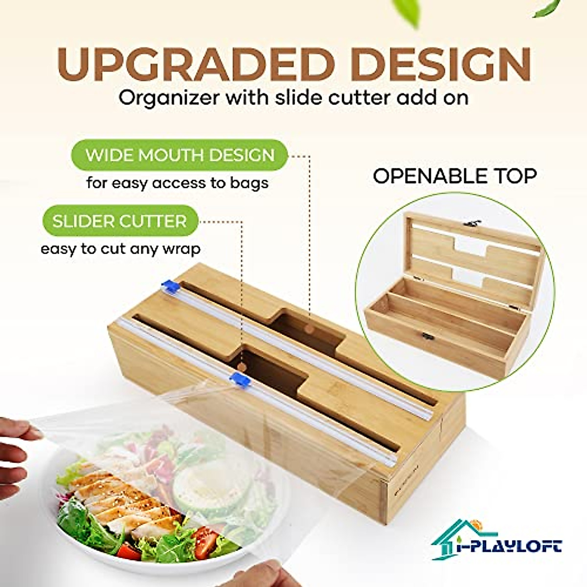 Premium Ziplock Bag Storage Organizer and 2 In 1 Wrap Dispenser for Kitchen Drawer - 6 Pcs Ziplock Bag Pantry Organizer Set - For Gallon Quart Sandwich Snack Candy Baggies