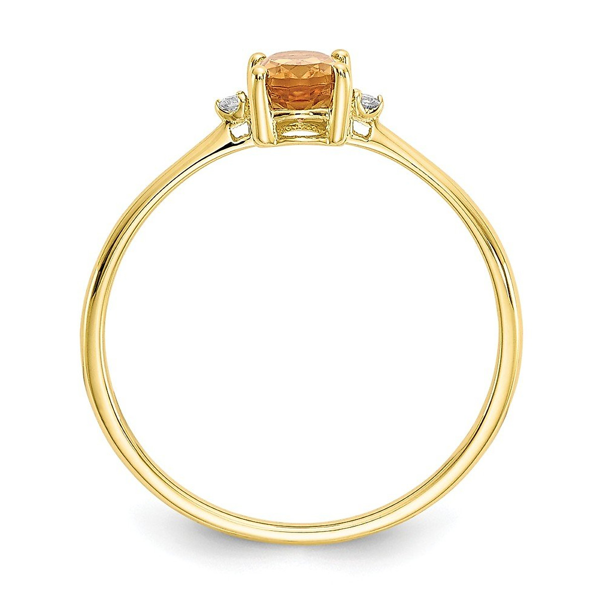 Size 8 - Solid 10k Yellow Gold Polished Diamond & Citrine Simulated Birthstone Ring