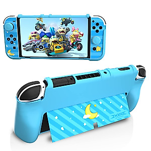 Switch OLED Blue Case, Switch OLED Accessories Kit Include Switch OLED Protective Case, Switch OLED Game Case and Switch OLED Thumb Grips - Blue