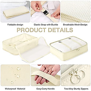8 Pack Luggage Packing Organizers Packing Cubes Waterproof Suitcase Organizer Bags Travel Packing Organizers (Beige)