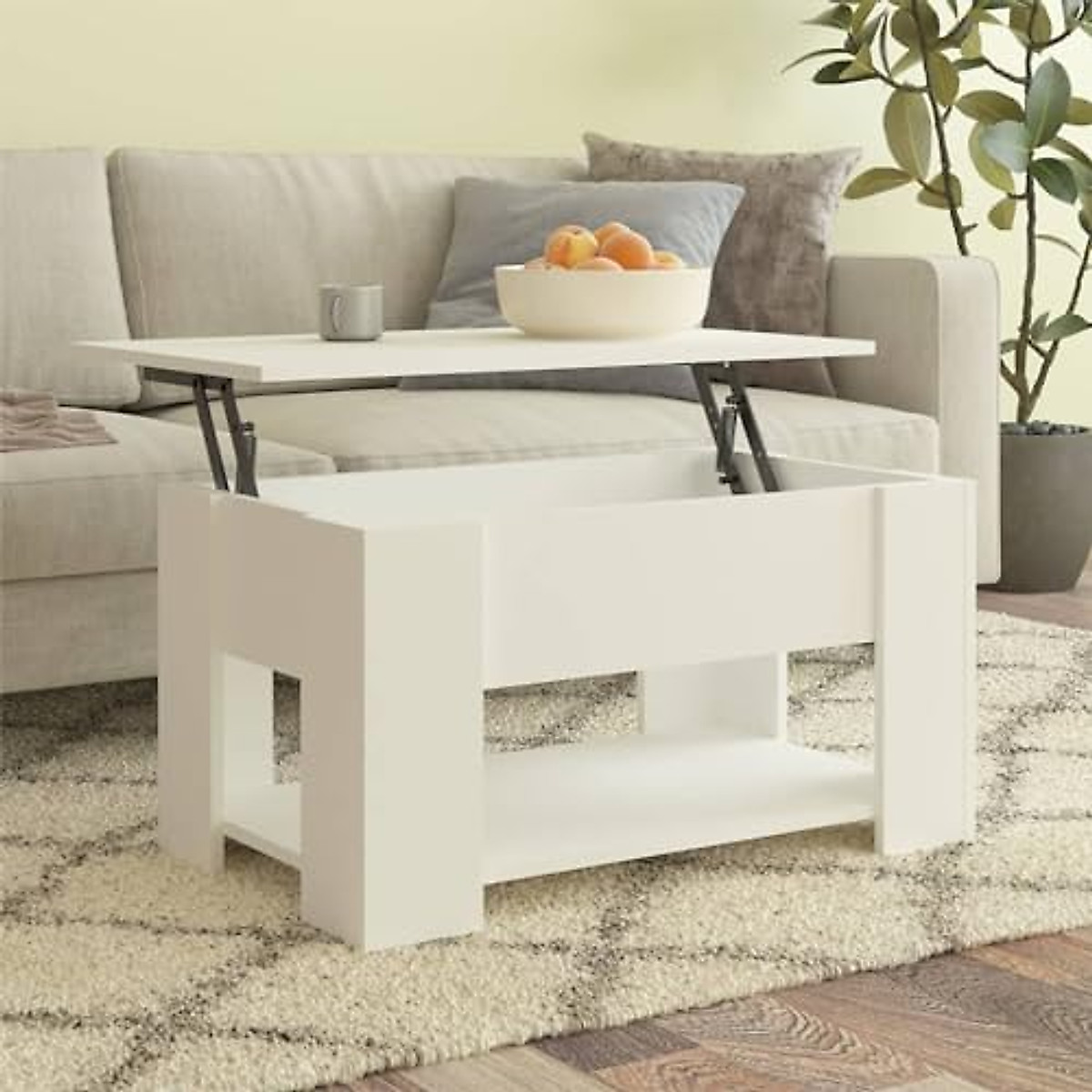 QJBSAVVA Coffee Table White 31.1"x19.3"x16.1" Engineered Wood,Nightstand Industrial Tables Side Tables Sofa Table Suitable for Meeting Rooms, Reception Rooms, Offices