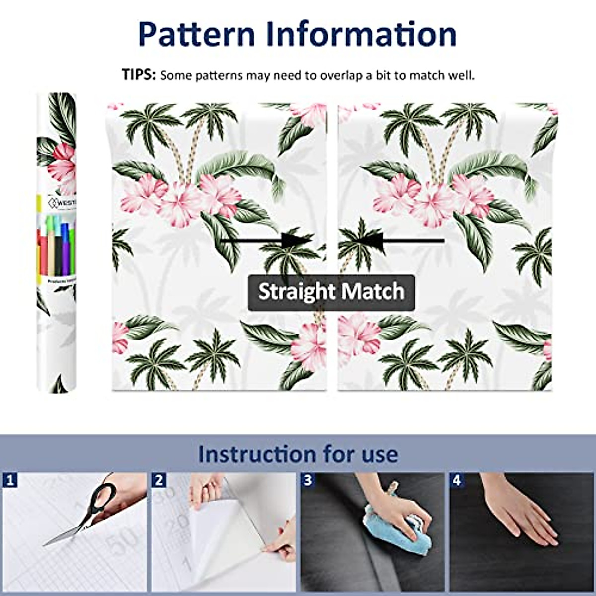 WESTICK Floral Peel and Stick Wallpaper for Bathroom Waterproof Botanical Wallpaper Stick and Peel Boho Floral Contact Paper for Cabinets Bedroom Walls Drawers Countertops Nursery Room 17.75 x 118 in