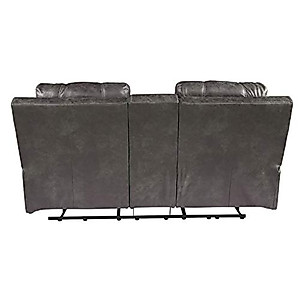 Signature Design by Ashley Erlangen Faux Leather Power Reclining Loveseat with Console, Gray