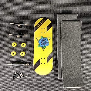 Yllo Blue Rose Complete 5 Ply Wood 100mm x 33mm Fingerboard with Upgraded 32mm Trucks, Lock Nuts, CNC Wheels