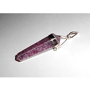Sublime Gifts Premium Lepidolite Crystal Healing Cut Gemstone Point Pendant with Decorative Swinging Silver Metal Bail