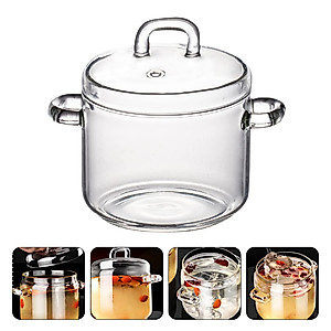 Clear Glass Cooking Pot Saucepan: - Glass Stew Pot with Lid Small Stovetop Pot Glass Cookware for Milk Pasta Noodles Soup 700ml