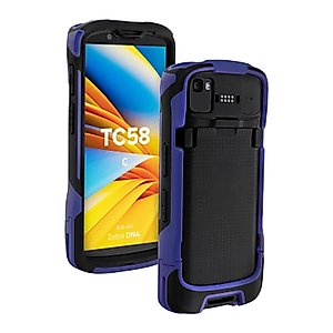 Protective Case Bumper Cover for Zebra Symbol TC53 TC58 Handheld Barcode Scanner Mobile Computer, Rugged Case Blue & Black