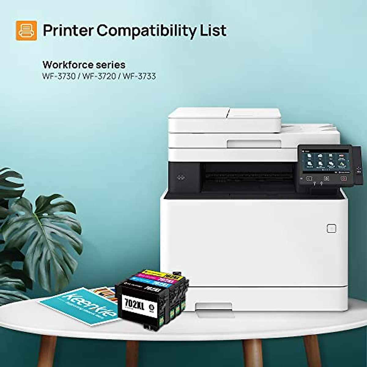 702 702XL Ink Cartridge Replacement for Epson 702 XL 702XL T702XL to use with Workforce Pro WF-3720 WF-3730 WF-3733 Printer with New Upgraded Chips (1 Black, 1 Cyan, 1 Magenta, 1 Yellow)