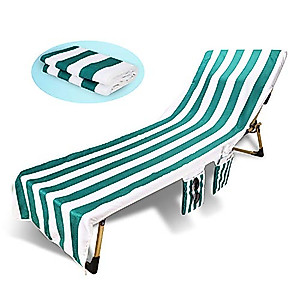 Beach Chair Cover,Pool Chaise Lounge Chair Cover with Pockets,Microfiber Chaise Lounge Chair Towel Cover for Hotel Vacation Sunbathing Garden Lawn Chair,No Sliding,Quick Drying.