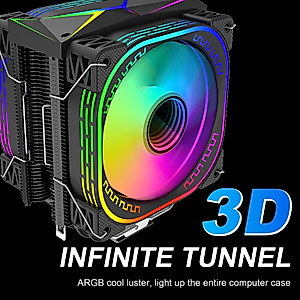 DS 1800RPM PWM 120MM Fin Cooling Fans, Black Aluminum Extrusion 4-Heat Pipe CPU Cooler Fans for Intel LGA 1155 776 1366 (Dynamic RGB Color, C Series)