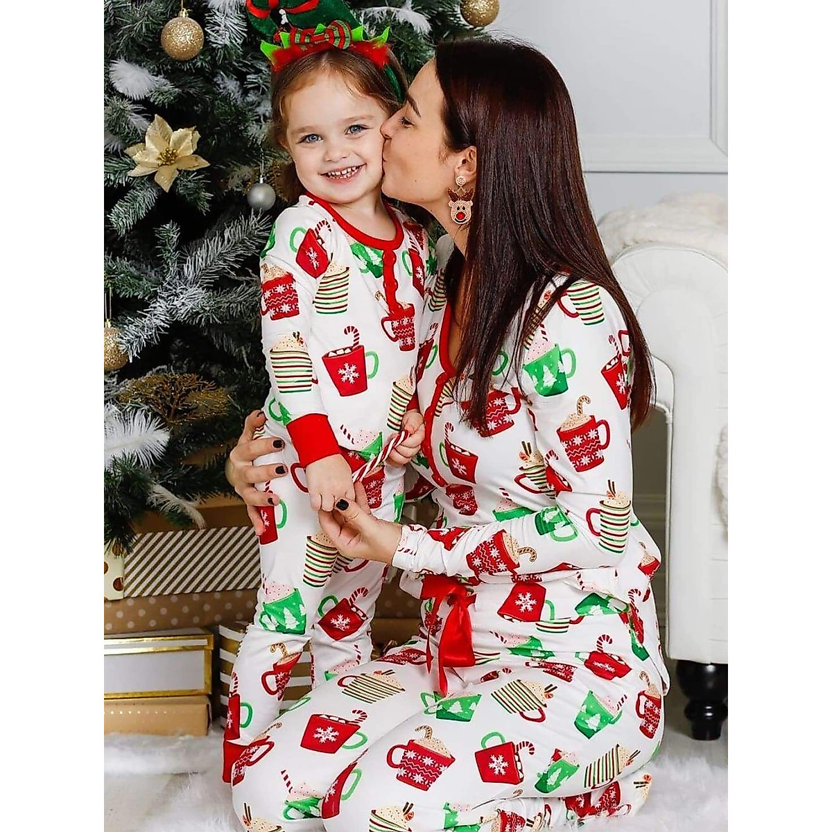 Christmas Earrings for Women Beaded Holiday Reindeer Bulb Boot Earrings Handmade Christmas Tree Drop Dangle Earrings Festive Jewelry Gifts (Reindeer)